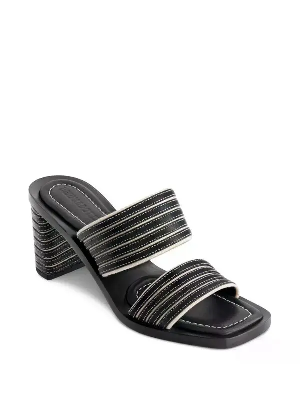Bernardo 1946 70mm Bari Striped Double Strap Sandals - Black
