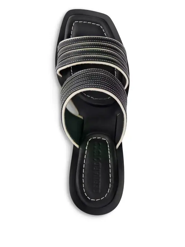 Bernardo 1946 70mm Bari Striped Double Strap Sandals - Black