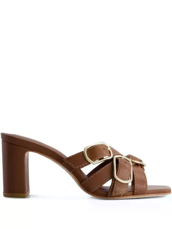 Bernardo 1946 80mm Double-buckle Slide Sandals - Brown