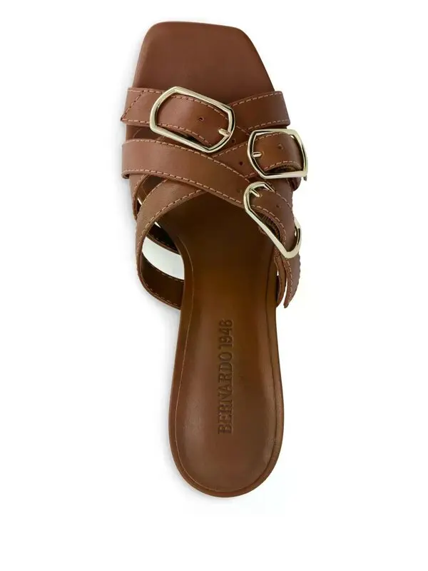 Bernardo 1946 80mm Double-buckle Slide Sandals - Brown