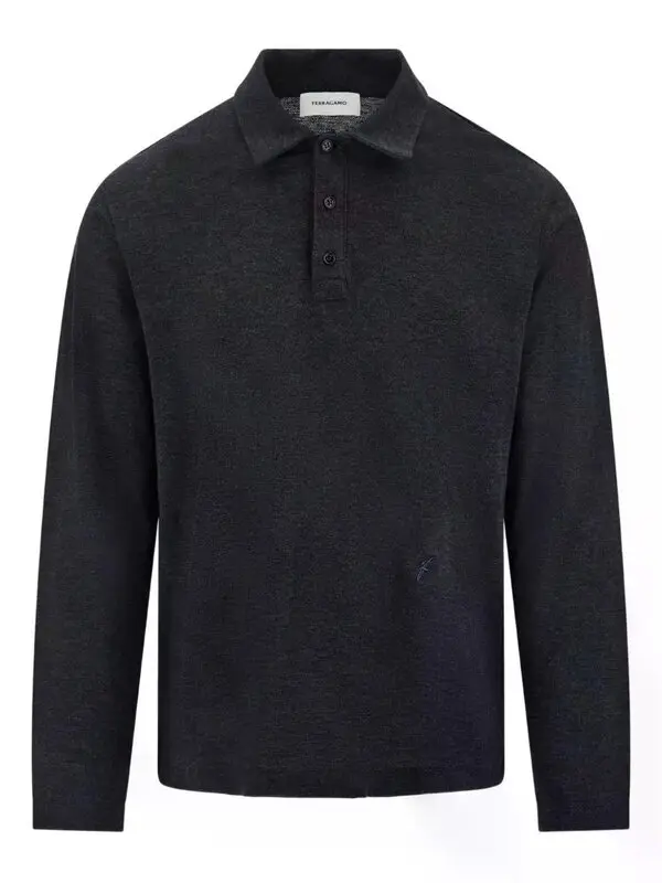 FERRAGAMO Long-sleeve Polo Shirt - Grey