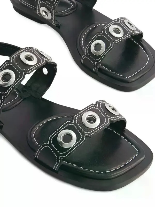 Bernardo 1946 Acro Grommet-embellished Flat Sandals - Black