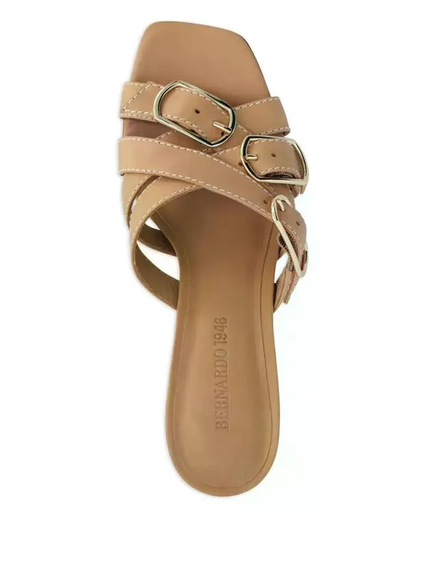 Bernardo Buckle-embellished Block-heel Sandals - Brown