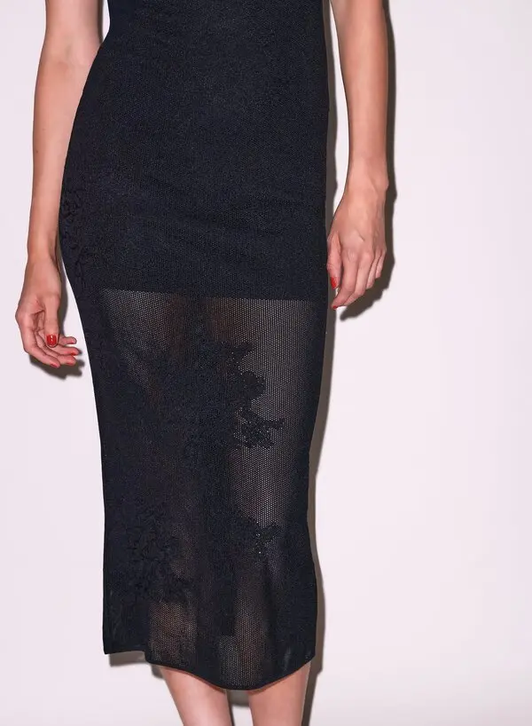 FLEUR DU MAL Lace Pointelle Midi Racer Dress - Black