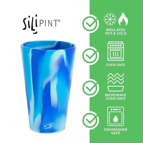 SILIPINT Silicone Pint Glasses 4 Pack Arctic Sky 16oz Unbreakable Cups