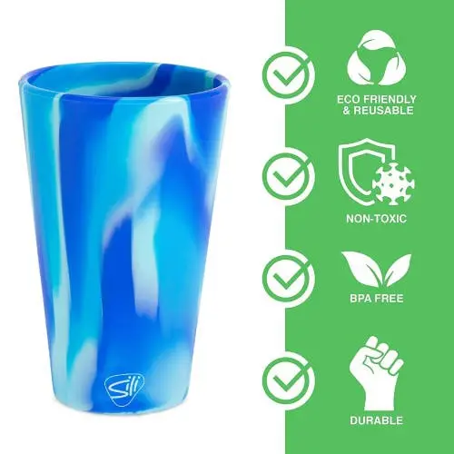 SILIPINT Silicone Pint Glasses 4 Pack Arctic Sky 16oz Unbreakable Cups