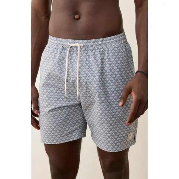 Marine Layer Lined Sport & Swim Trunks - Aqua Agave Print