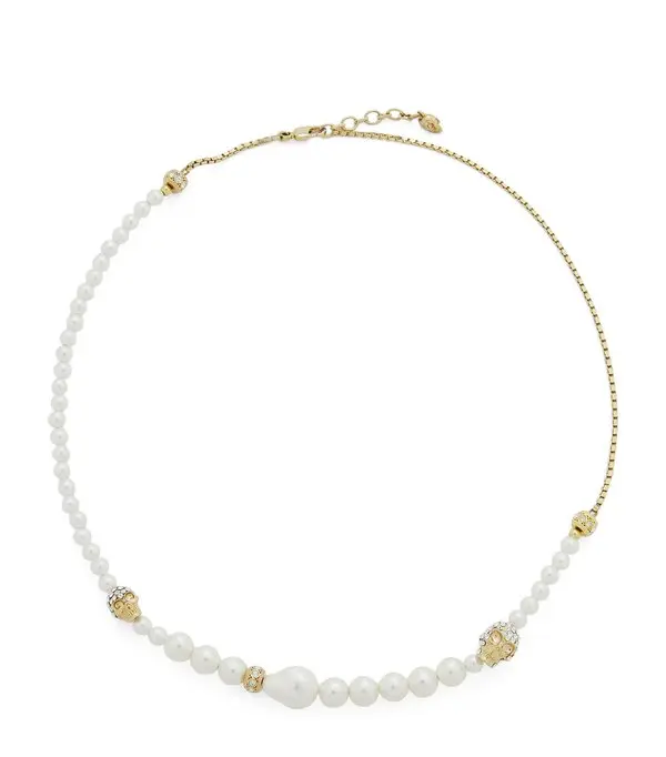 Alexander McQueen Faux Pearl And Skull Necklace - Black