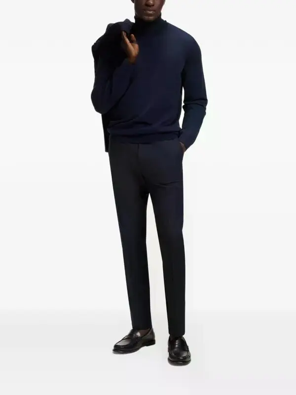 BOSS Cotton-blend Straight-leg Trousers - Blue