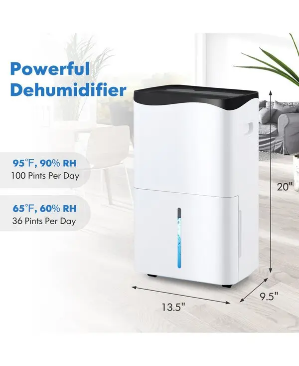 VOLENCA 100-pint Dehumidifier With Smart App And Alexa Control For Home And Basements