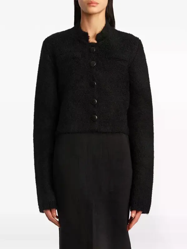 Khaite Silk-blend Cropped Cardigan - Black
