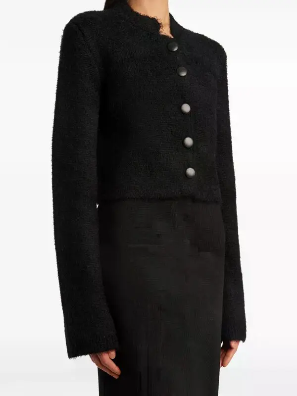 Khaite Silk-blend Cropped Cardigan - Black