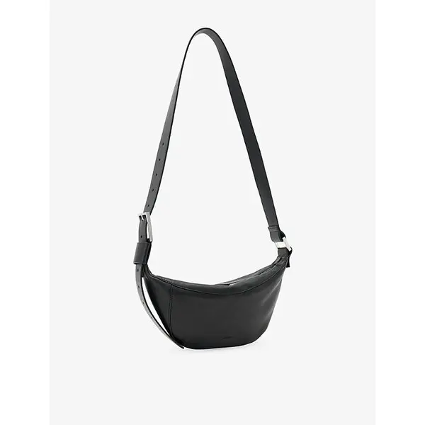 ALLSAINTS Luna Leather Cross-body Bag - Black/silver