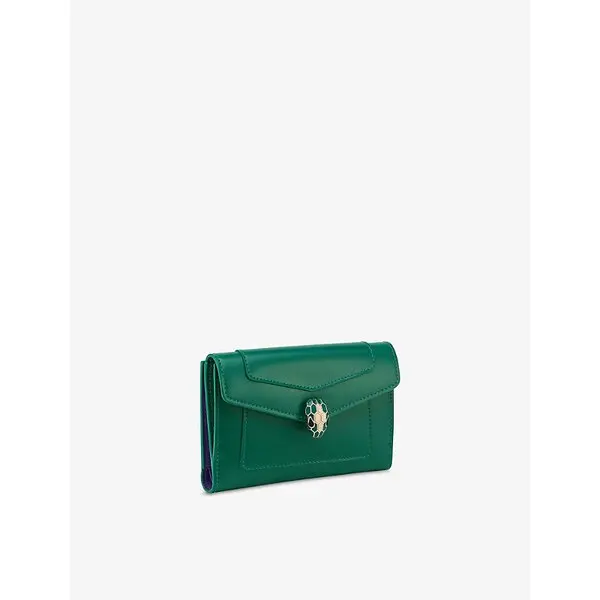 BVLGARI Serpenti Forever Compact Leather Wallet - Green