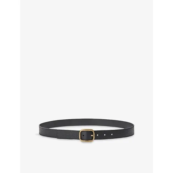 Loewe Rounded-buckle Leather Belt - Black/gold
