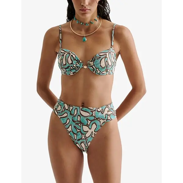 MALINA Floral-print Draped Bikini Top