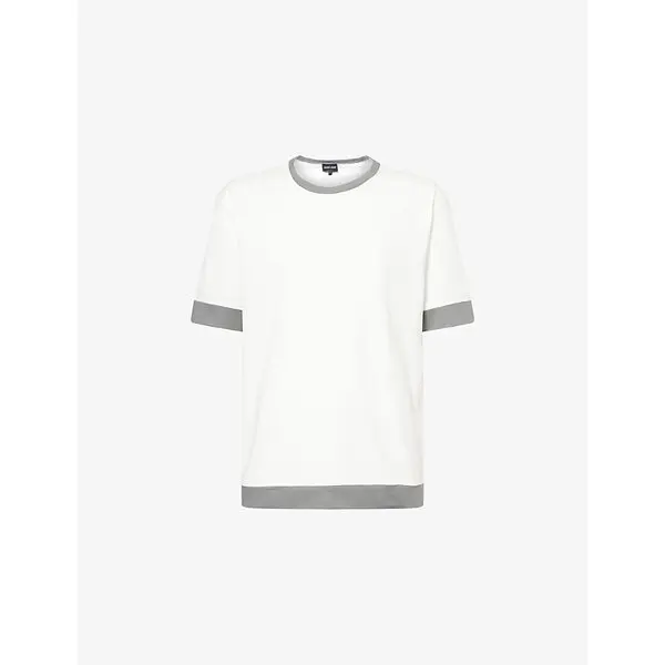 Giorgio Armani Contrast-trim Crew-neck Cotton T-shirt - White