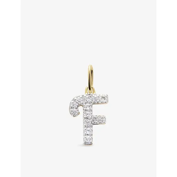 Monica Vinader Letter 'f' Lab-grown Diamond And 14ct Yellow-gold Charm - Yellow Gold