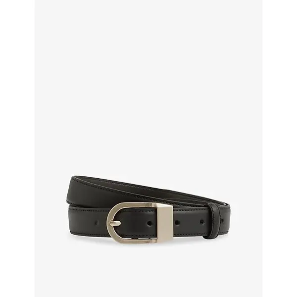 REISS Hazel Leather Belt - Black