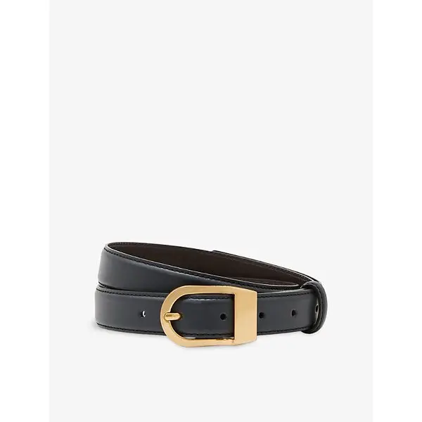 REISS Hazel Leather Belt - Navy