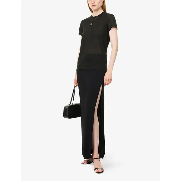 TOTEME High Slit Darted Woven Maxi Skirt