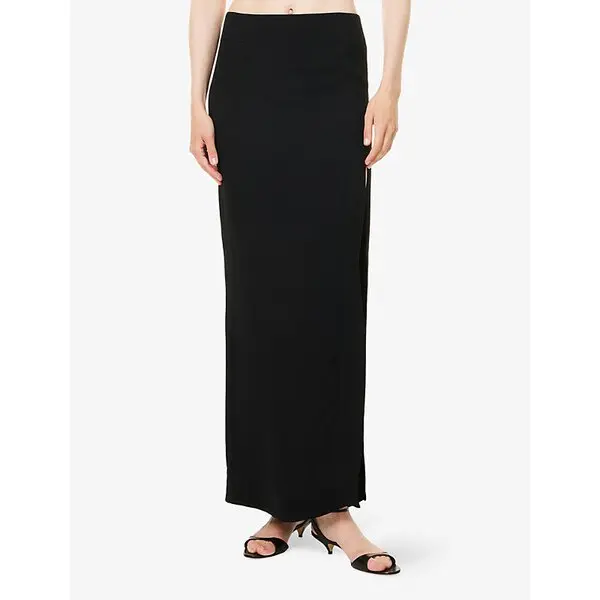TOTEME High Slit Darted Woven Maxi Skirt