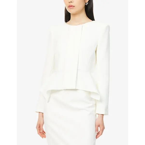 Roland Mouret Peplum Stretch-woven Jacket - Cream