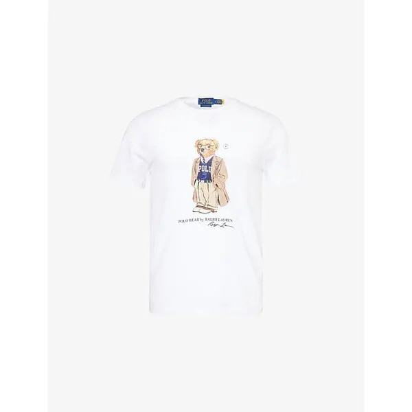 Polo Ralph Lauren Polo Bear Graphic-print Cotton-jersey T-shirt - Pf25 White Hrtg Bear