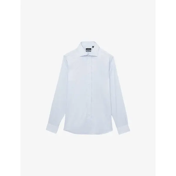 REISS Bishopsgate Long-sleeved Cotton-blend Shirt - Soft Blue