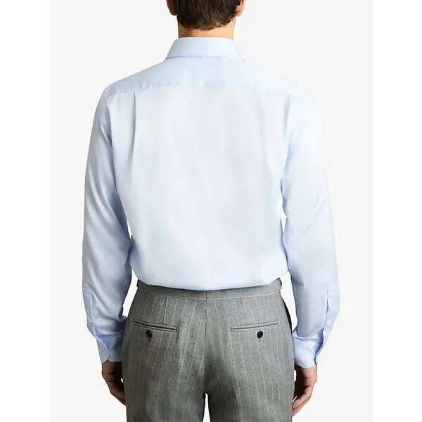 REISS Bishopsgate Long-sleeved Cotton-blend Shirt - Soft Blue
