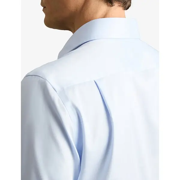 REISS Bishopsgate Long-sleeved Cotton-blend Shirt - Soft Blue