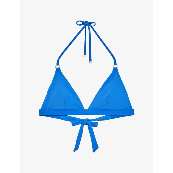 REISS Chevron-stripe Triangle Bikini Top - Cornflower Blue