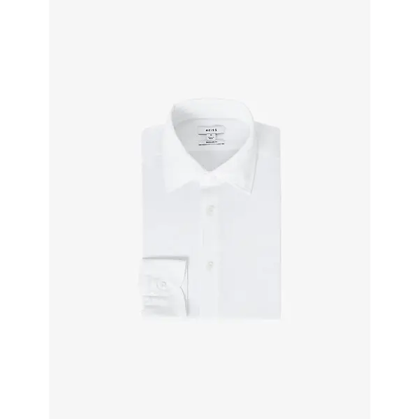 REISS Voyager Long-sleeved Stretch-woven Shirt - White