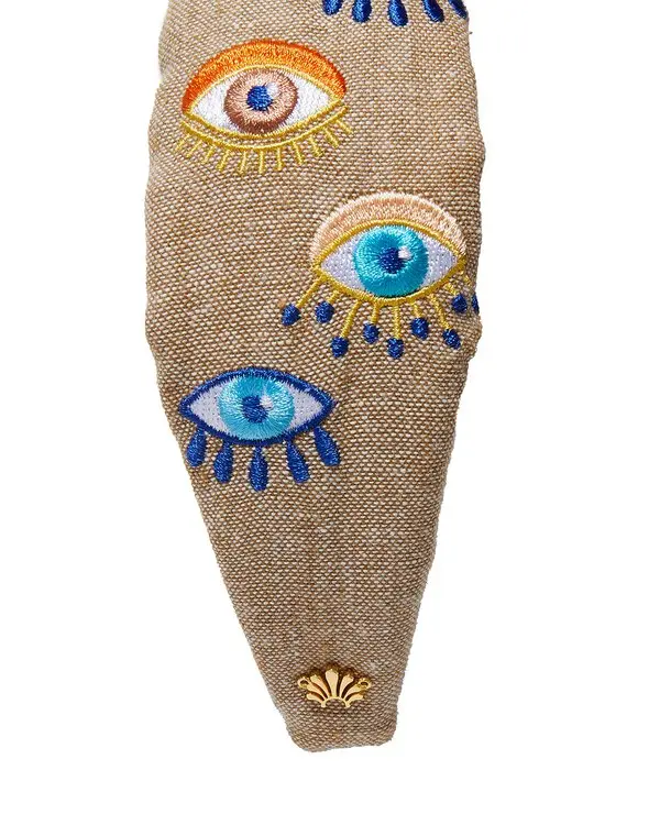 Lele Sadoughi Knotted Embroidered Evil Eye Headband - Fawn  display picture 1