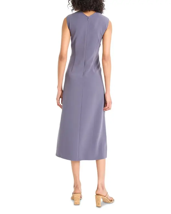 LUXELY Ruched Midi Dress - Gray Stone