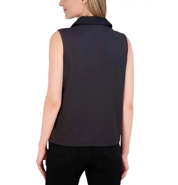 Foxcroft Ricki Mixed Media Top - Black
