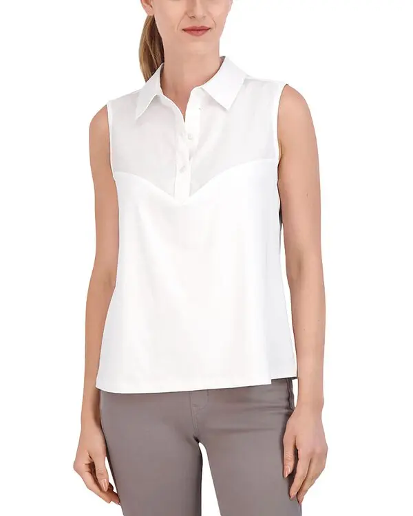 Foxcroft Ricki Mixed Media Top - White