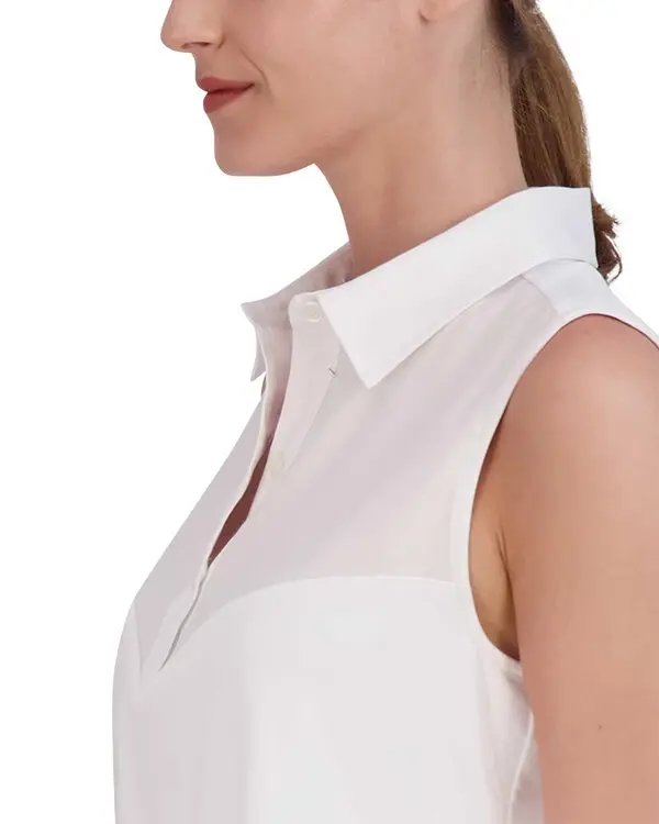 Foxcroft Ricki Mixed Media Top - White
