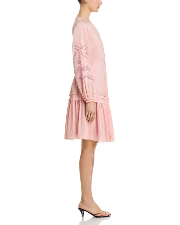 open lace back dress Kobi Halperin Bethenny Ruffle Trim Tulip Pink Silk Mini Dress  The Closet  New York