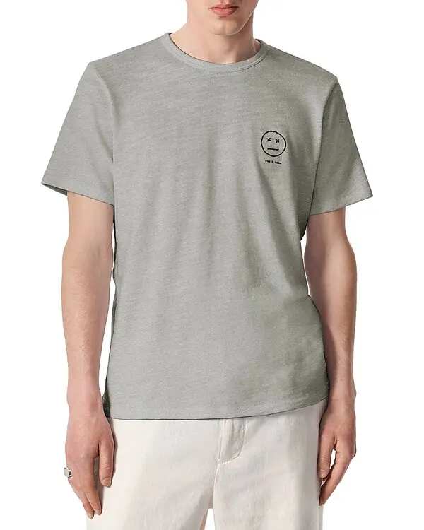 Rag & Bone Sour Face Embroidered Tee - Leaf Gray