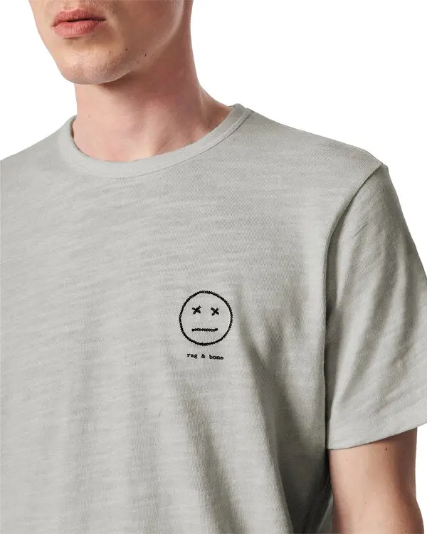 Rag & Bone Sour Face Embroidered Tee - Leaf Gray
