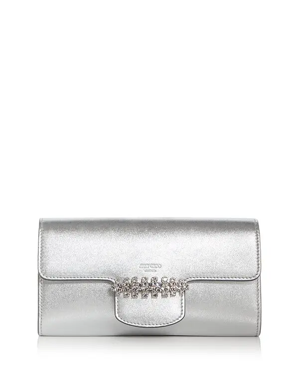 JIMMY CHOO Bing Leather Wallet On Chain - Silver/silver