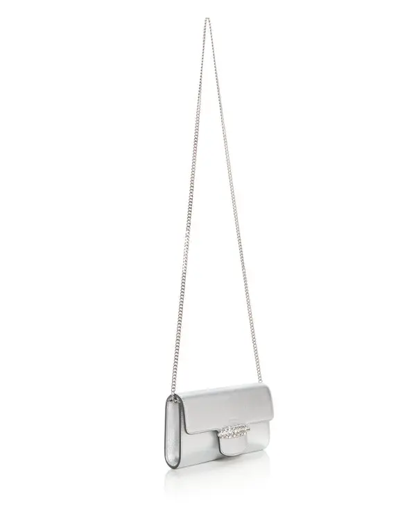JIMMY CHOO Bing Leather Wallet On Chain - Silver/silver