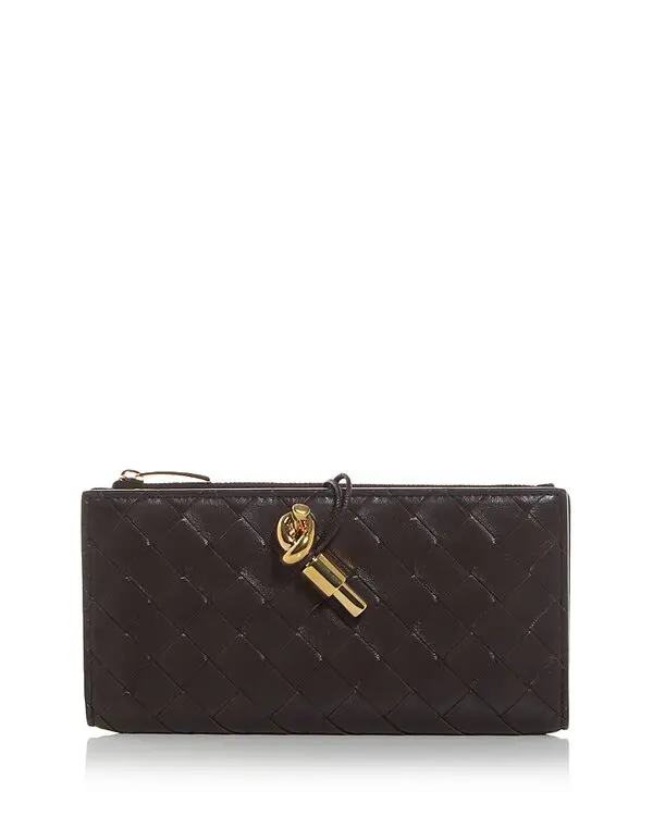 Bottega Veneta Andiamo Intrecciato Leather Long Wallet - Fondant