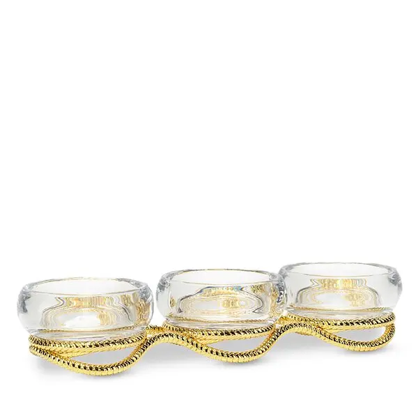 NAMBE Braid Gold Glass Triple Condiment Server - No Color