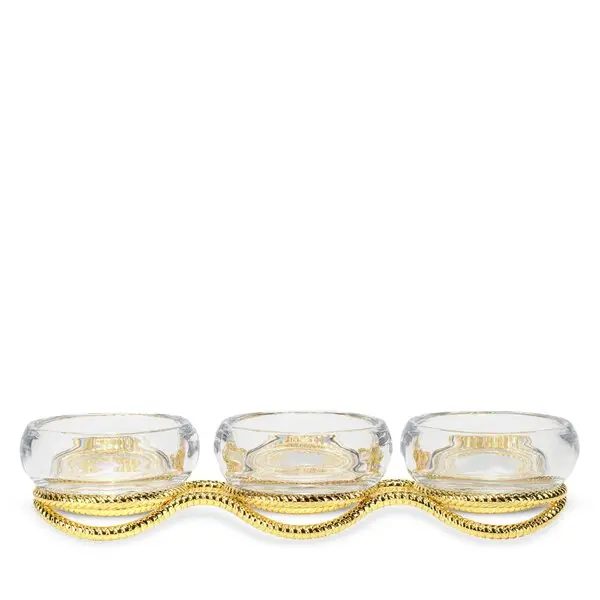 NAMBE Braid Gold Glass Triple Condiment Server - No Color