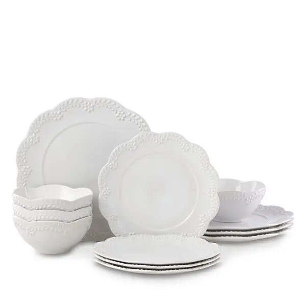 LENOX Chelse Muse Floral 12 Piece Dinnerware Set - White