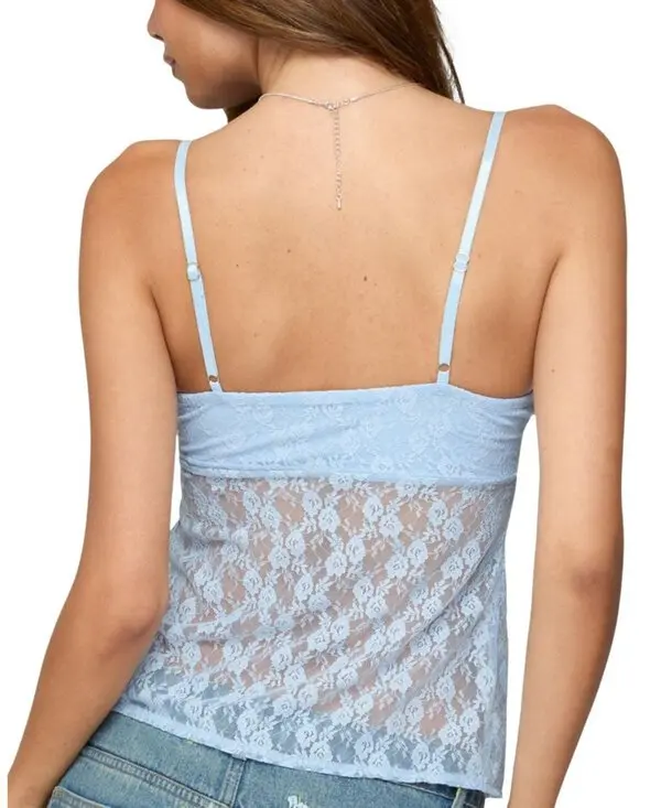 EDIKTED Sheer Lace Split Front Top