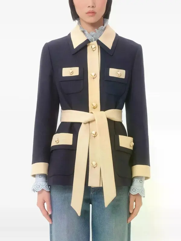 Valentino Garavani Caban Jacket With Belt - Blue