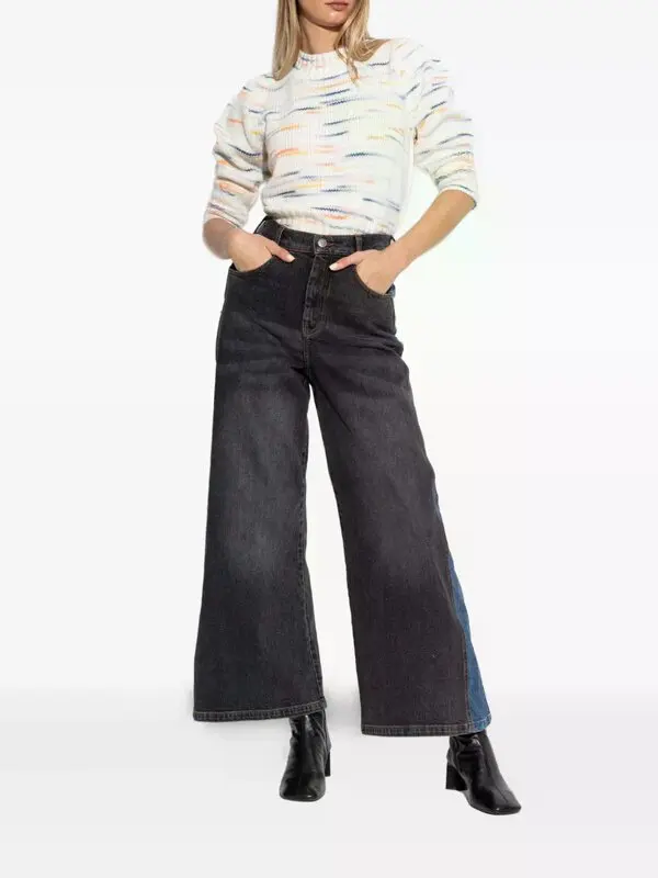 Munthe Contrast Panel Wide Leg Jeans